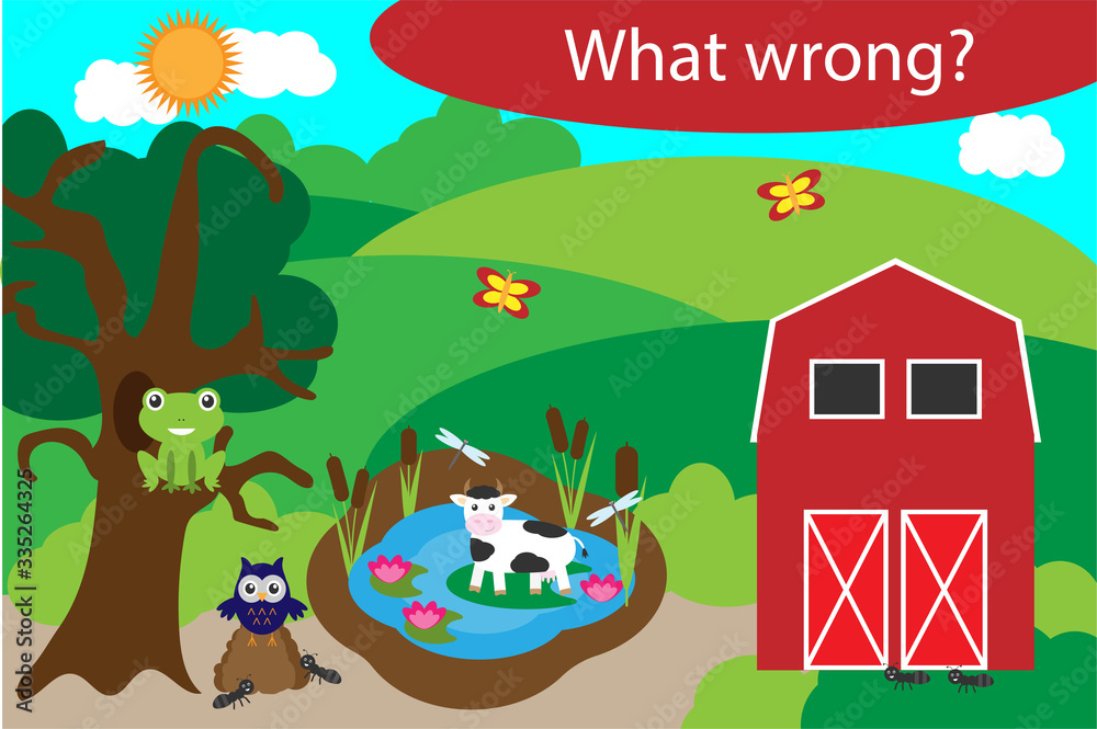 Photo & Art Print What wrong, find mistakes with animals for children ...