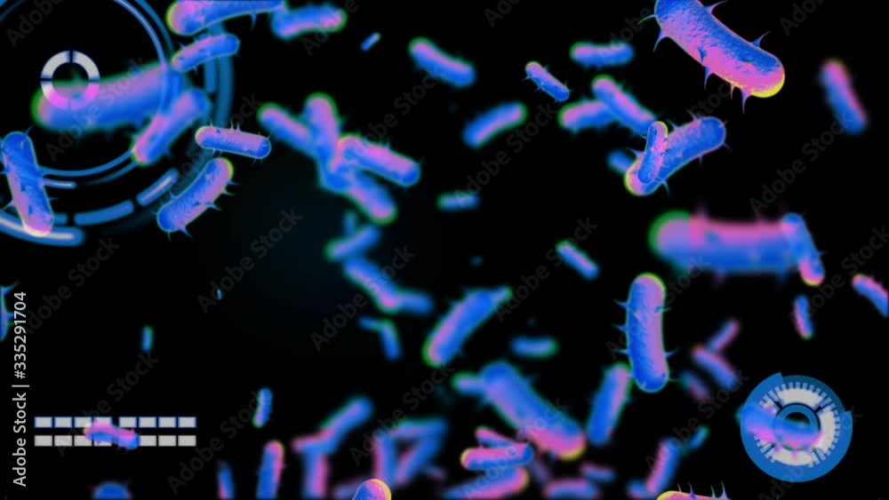 Virus grems outbreak disease spread infection analyze 3D animation ...