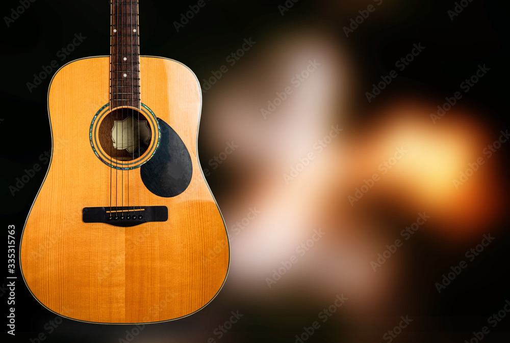 Wooden guitar, electric sound technology, new generation of musical ...
