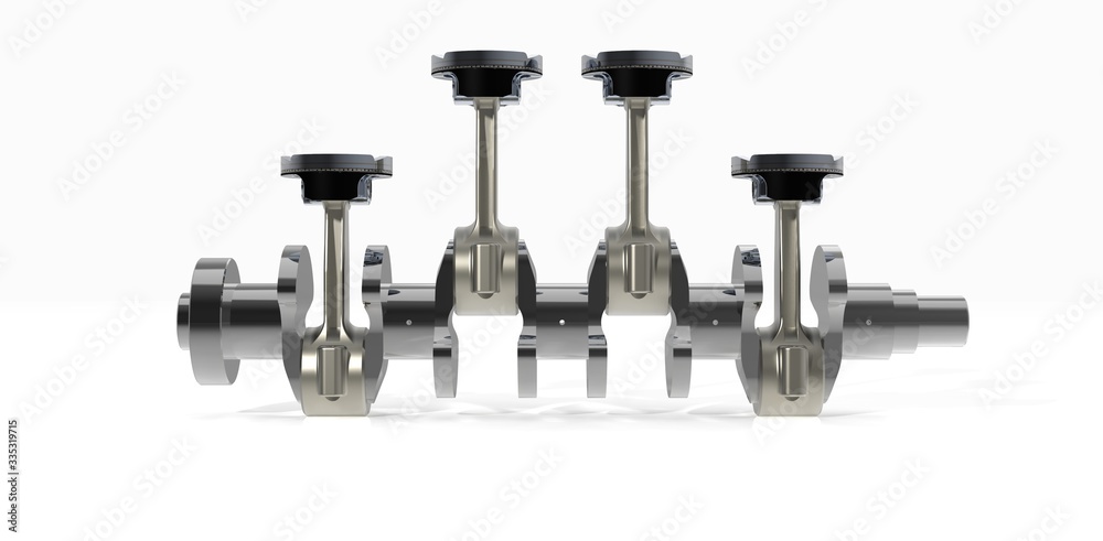 Piston group and crankshaft assembly render for inline four engine ...