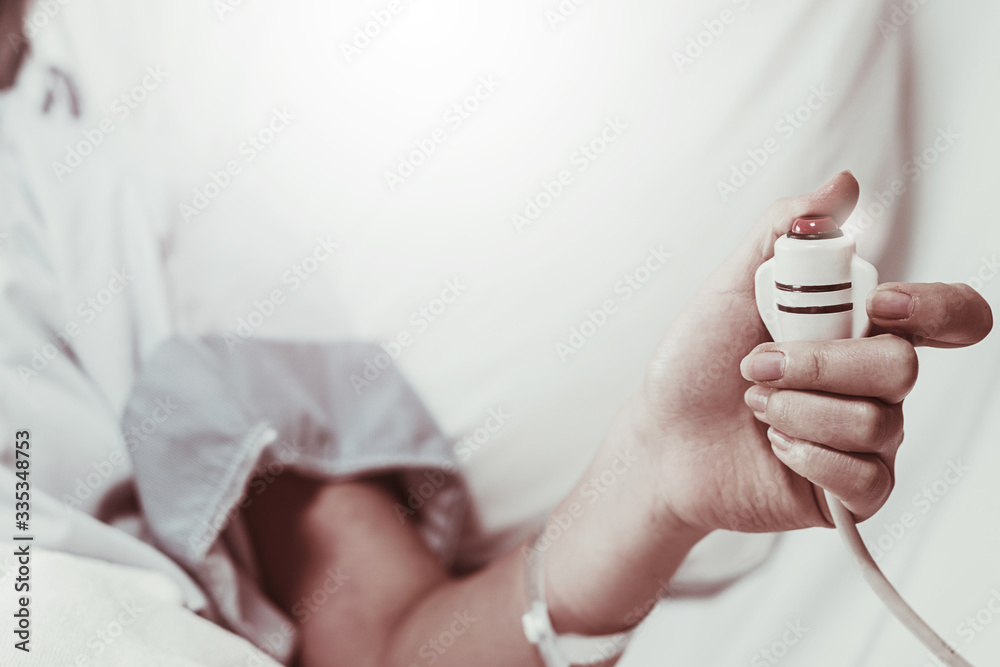 Coma patient on hopital bed take care by doctor nurse due to serious ...