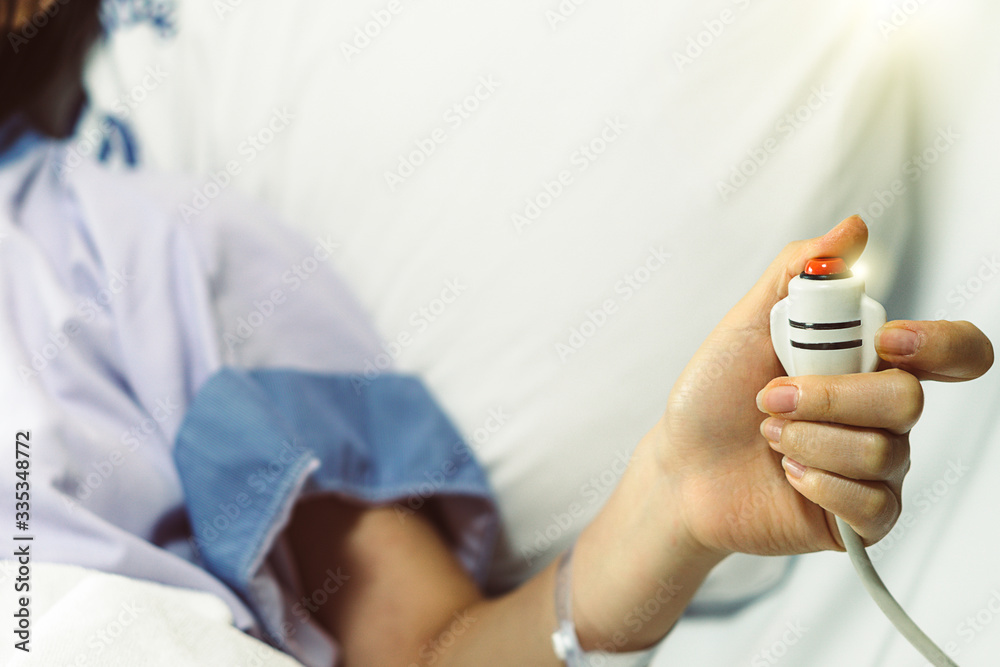 Coma patient on hopital bed take care by doctor nurse due to serious ...