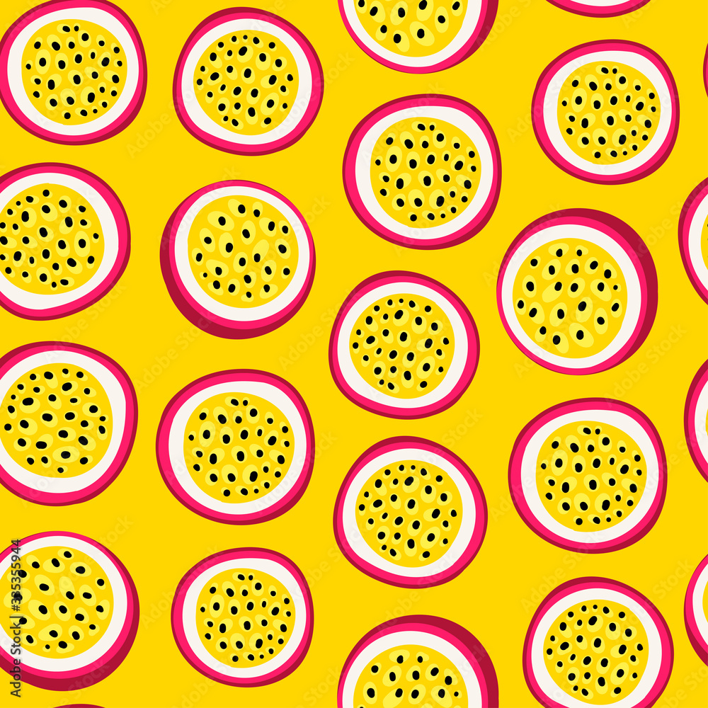 Vecteur Stock Fresh Juicy Exotic Passion Fruit Cut In Half Product Of