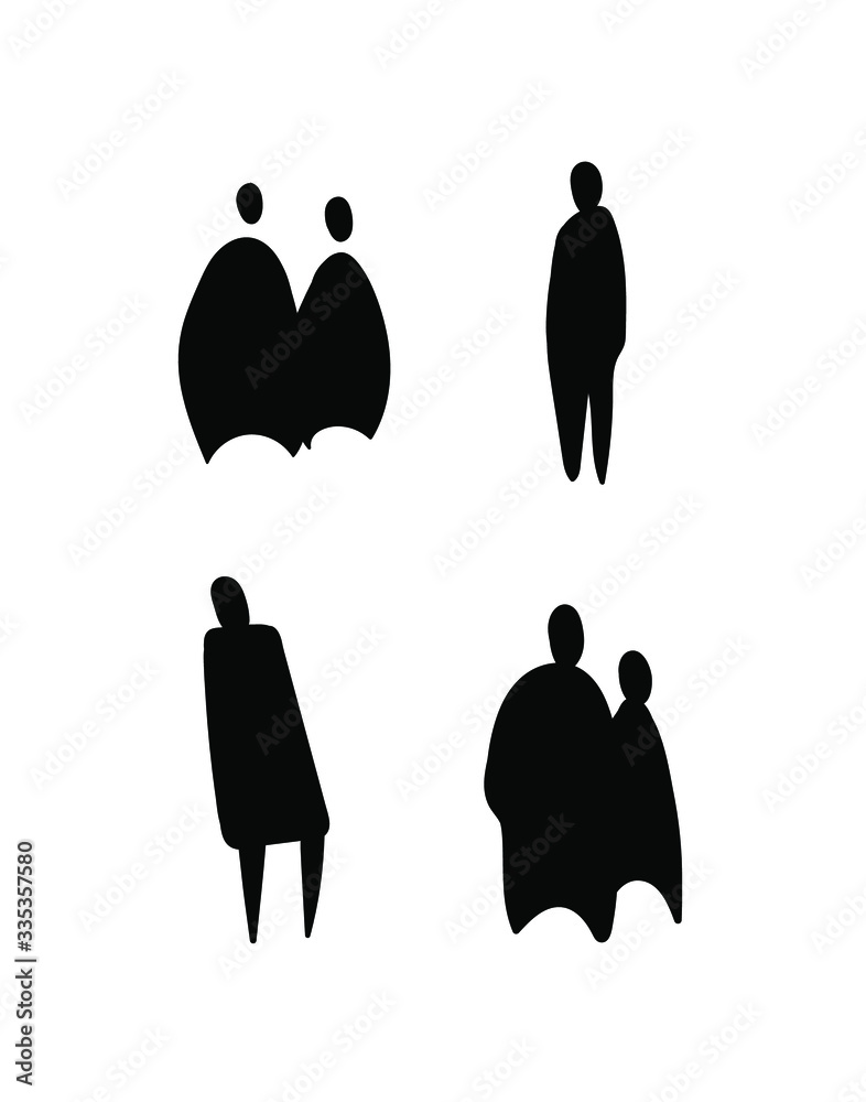Vektorová grafika „Vector illustration, Outline silhouettes of people ...