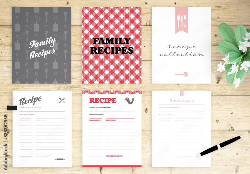 Full Page Recipe Book Layout Bundle Stock Template | Adobe Stock