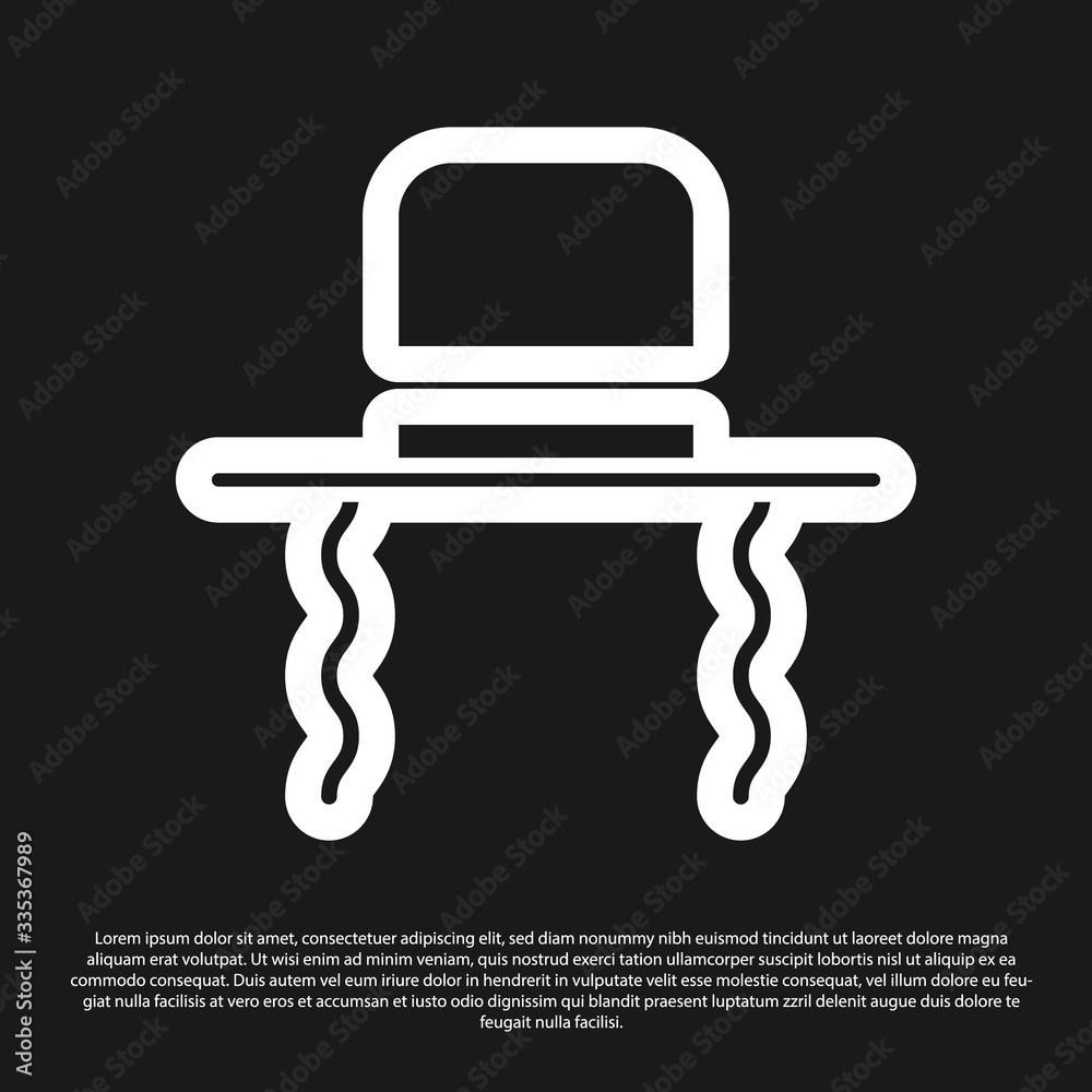 Black Orthodox jewish hat with sidelocks icon isolated on black ...