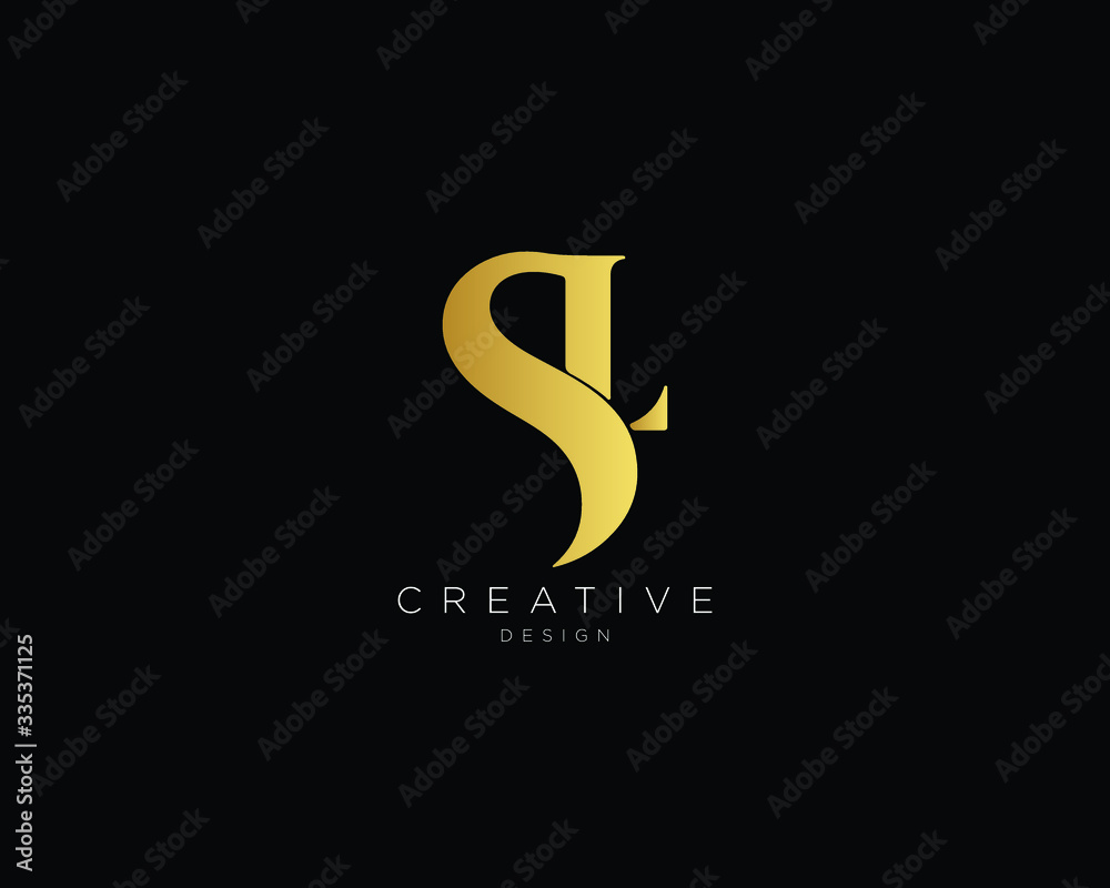 Letter SL Logo Design, Creative Minimal SL Monogram In Gold Color Stock ...