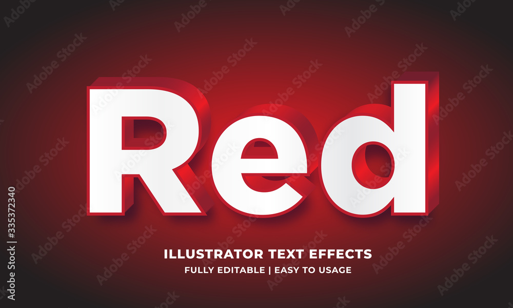 Editable Red 3d Text Effect Stock Vector | Adobe Stock