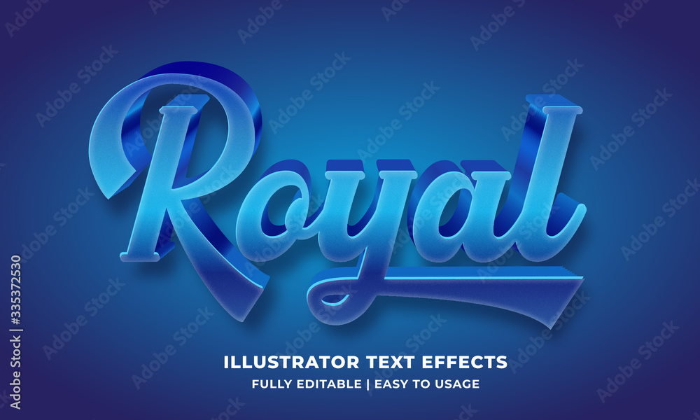 Editable Royal Blue 3d Text Effect Stock Vector | Adobe Stock