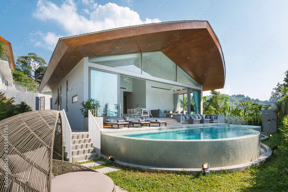 Interior and exterior design of pool villa, house, and home feature ...
