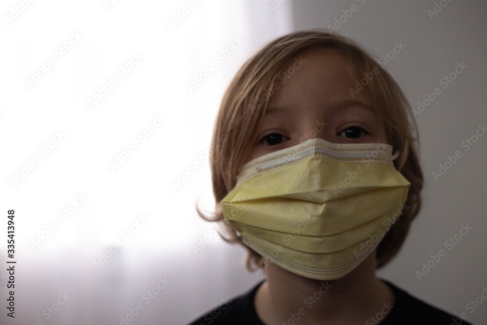 Child face with viral mask Stock Photo | Adobe Stock