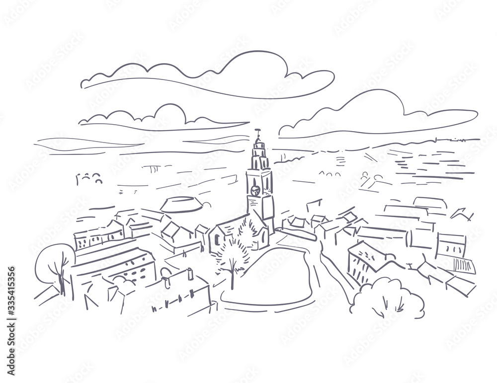 Cork Irland Europe vector sketch city illustration line art Stock ...