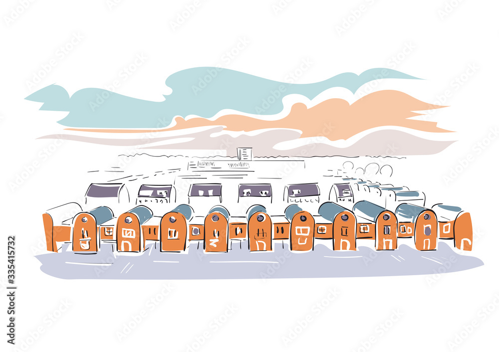 Eindhoven Netherlands Europe vector sketch city illustration line art ...