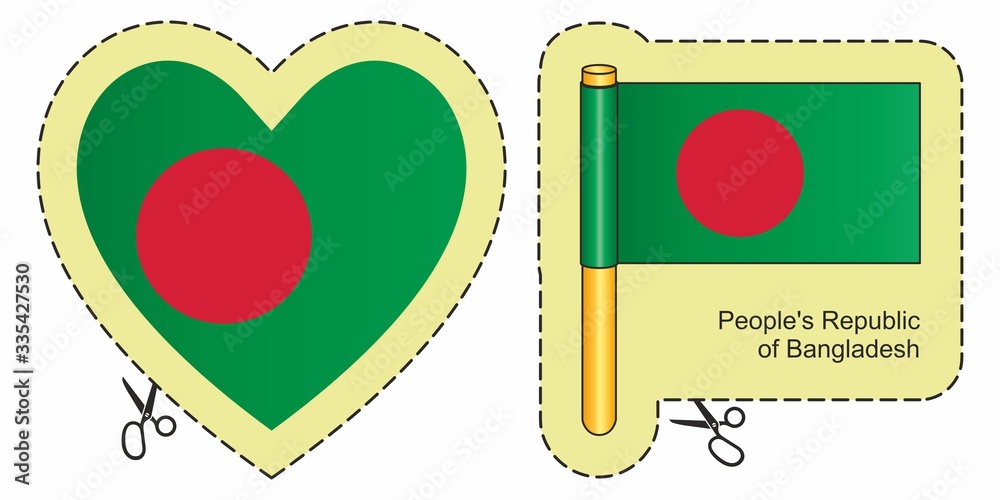 Flag of Bangladesh. Vector cut sign here, isolated on white. Can be ...