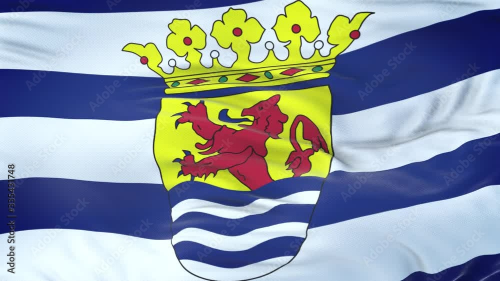 Zeeland (Province of the Netherlands) flag waving in the wind with ...