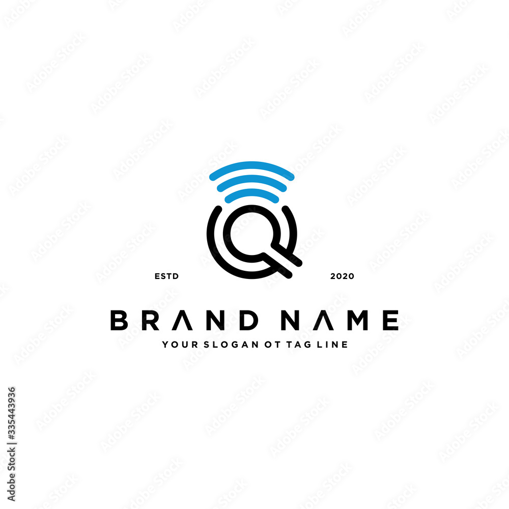 letter q and signal logo design vector Stock Vector | Adobe Stock