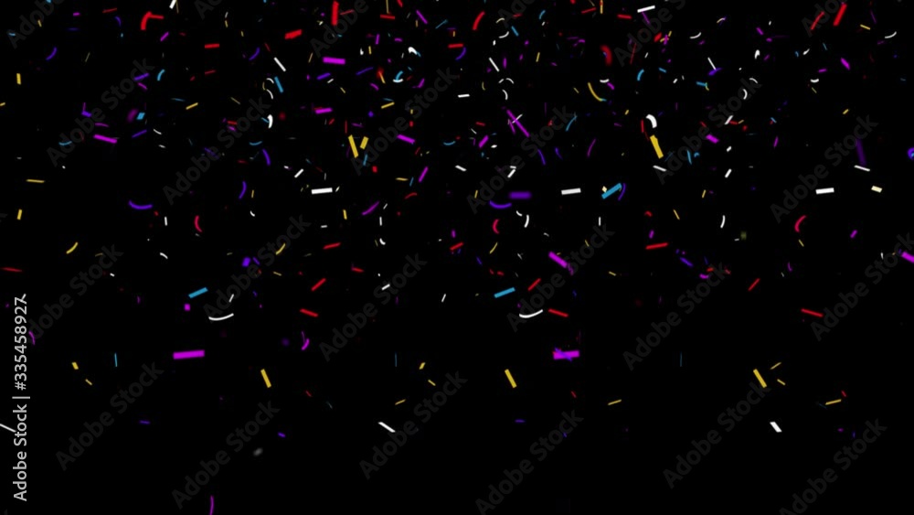 Colorful isolated confetti particles Explosions popper falling 4k Animation. Alpha Matte Channel ...