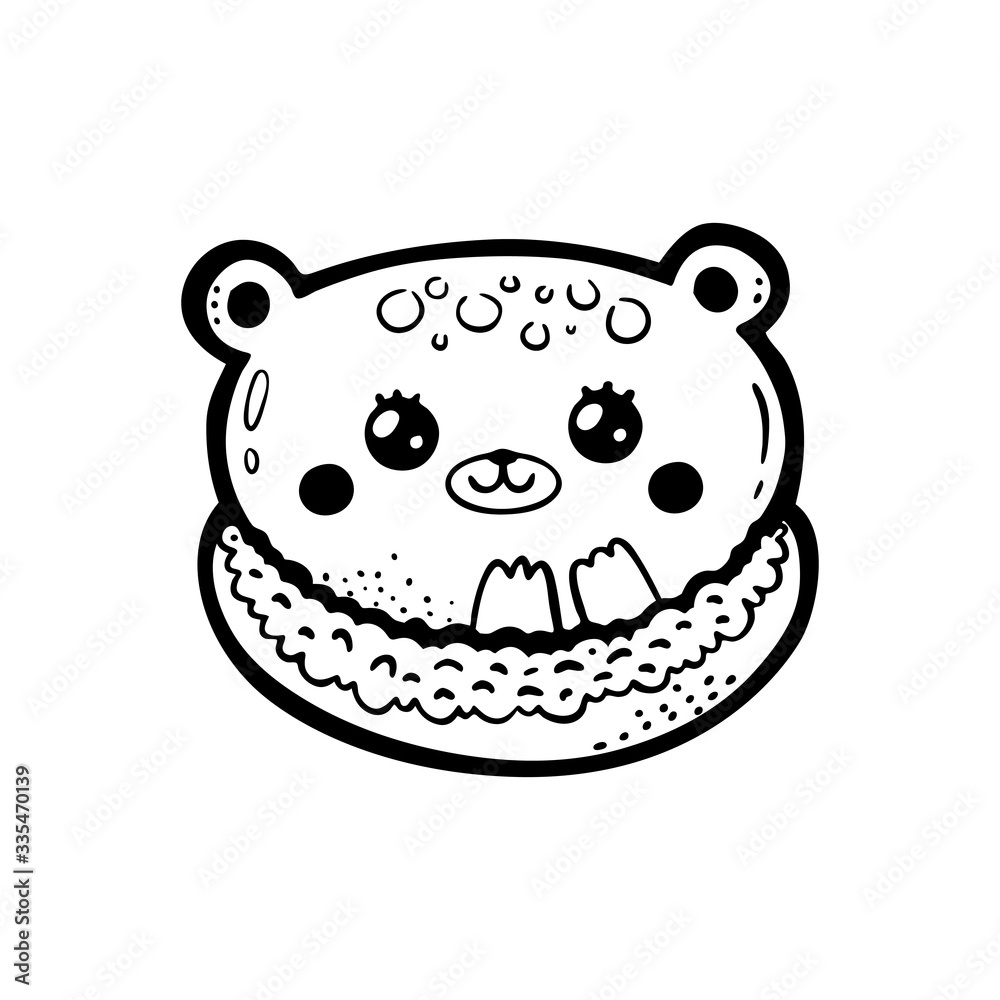 Bear shaped cookies. Kawaii cartoon style doodle character. Emoticon ...