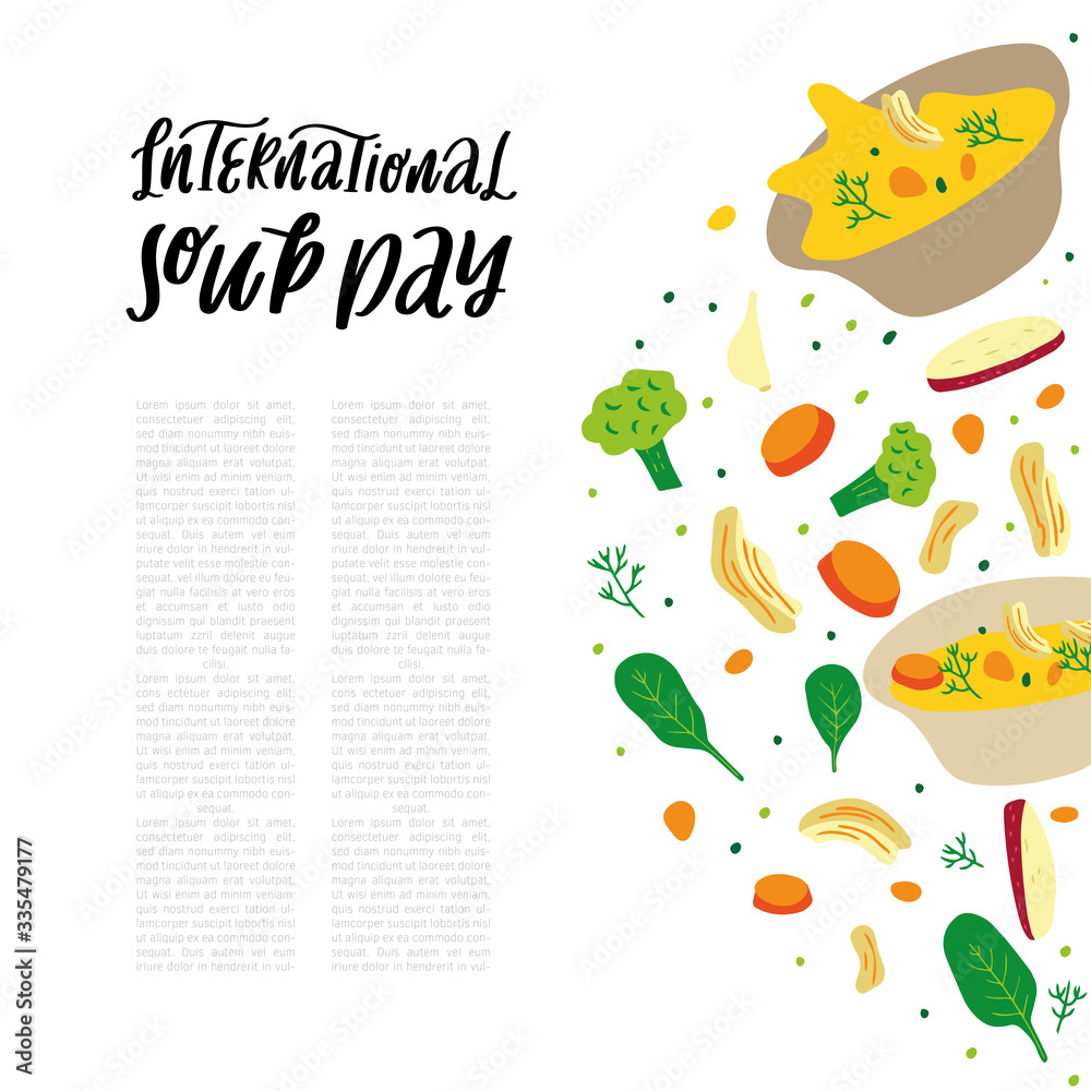 Hand drawn vector illustration of chicken soup Stock Vector | Adobe Stock