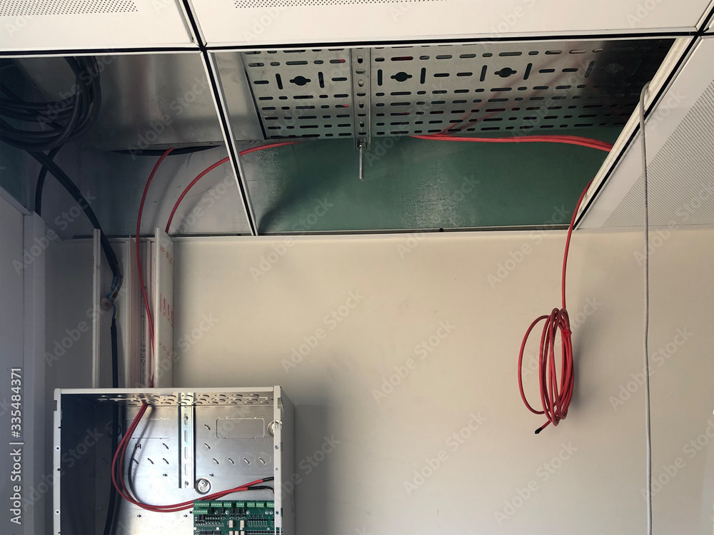 Making of cabling false ceilings or suspended ceilings Stock Photo ...