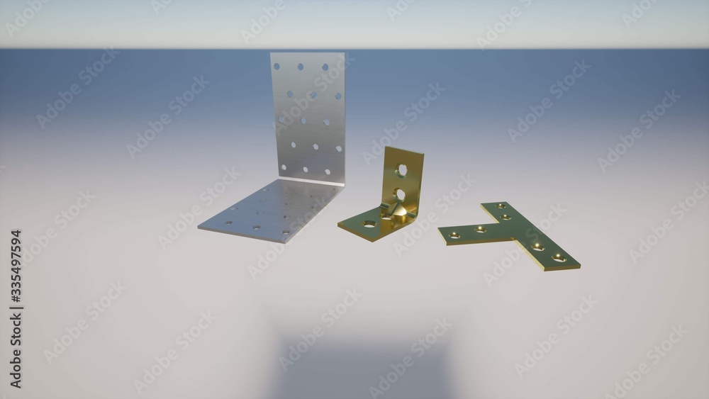 Angles, connectors, mounting Illustration in 3D Rendering Kątowniki ...