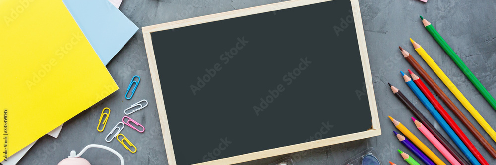 Back to School background with place for text. Horizontal banner for ...