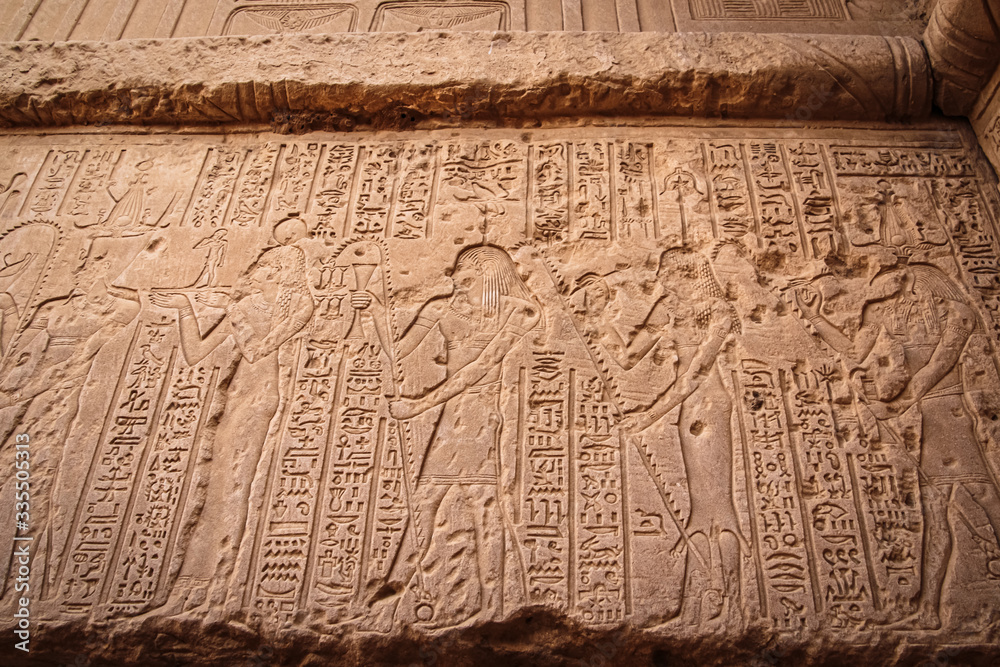 Ancient Egyptian writing, Egyptian hieroglyphs, wall inscriptions Stock ...