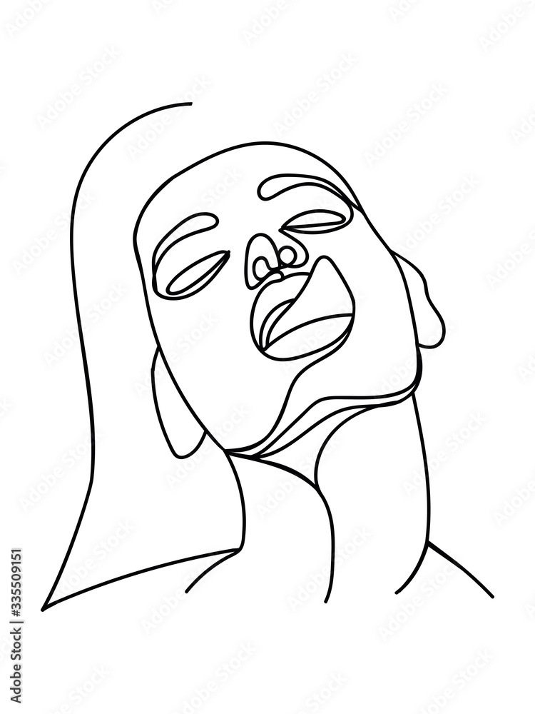 Abstract simple woman face. Line drawing. - Vector illustration. Stock ...