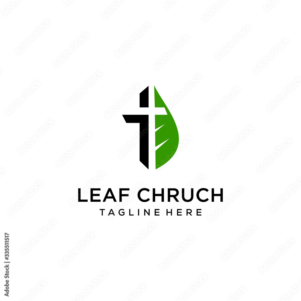 Simple Church logo sign modern vector graphic abstract tree leaf sign ...