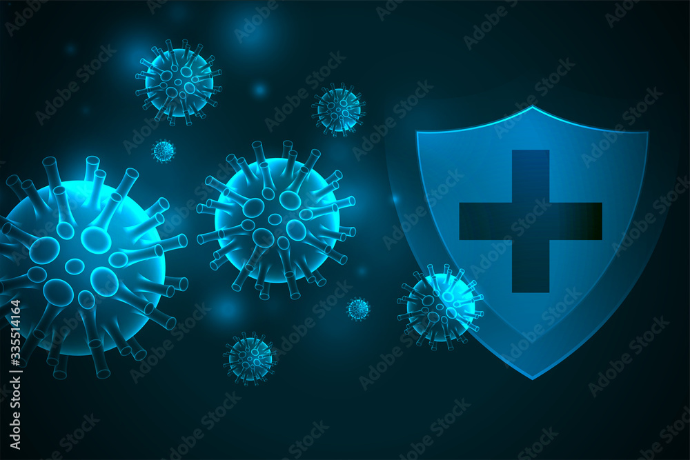 medical shield protecting virus to enter concept background Stock ...