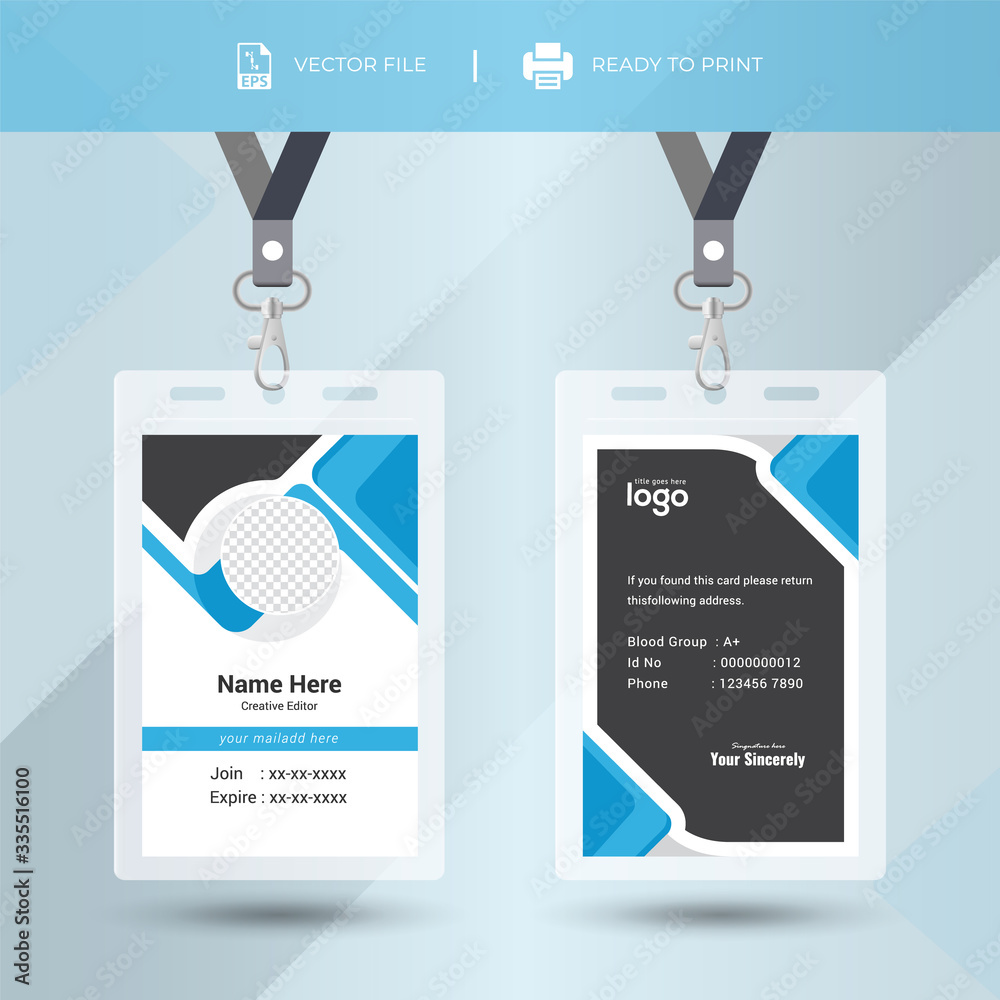 Modern & Creative ID Card Design Template. Identity badge With Photo ...