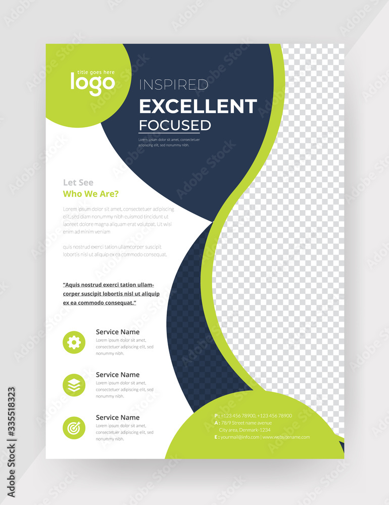 Green Color Unique Style & Creative shape Based Flyer Design Template ...