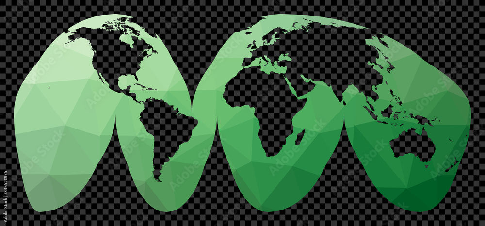 Abstract digital map of world. Interrupted Homolosine projection ...