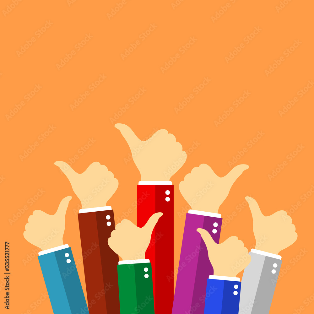 People show thumb up sign, vector poster Stock Vector | Adobe Stock