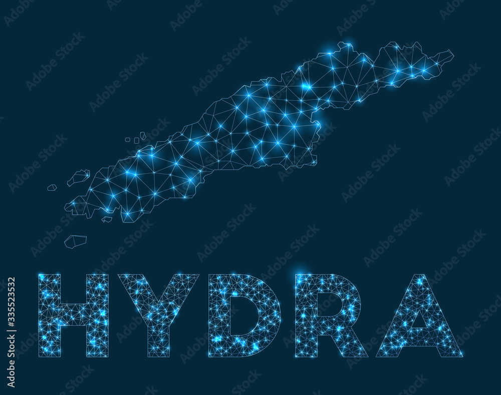 Hydra network map. Abstract geometric map of the island. Internet ...
