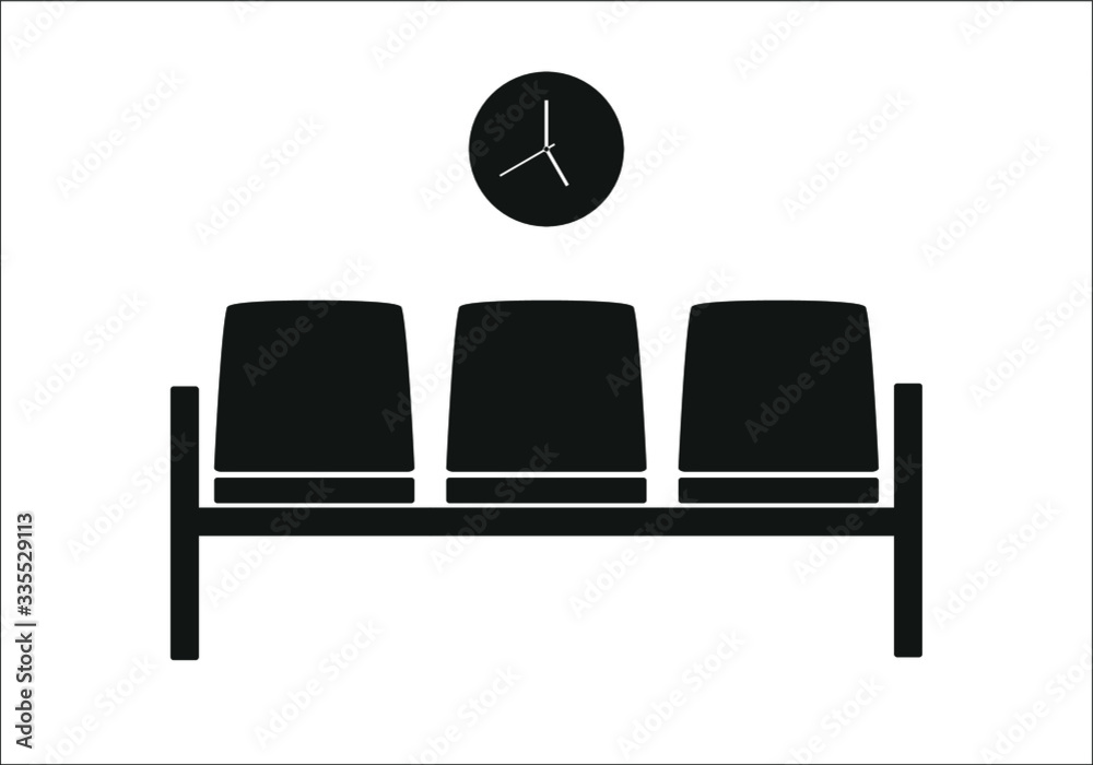 Waiting area icon with clock simbol Stock Vector | Adobe Stock