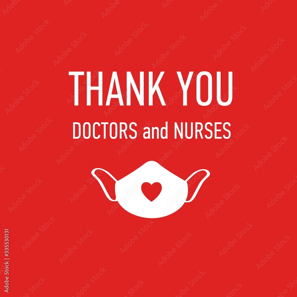 Thank you Doctors and Nurses vector hand drawn poster with symbol of ...