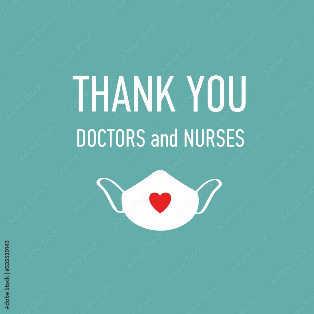 Thank you Doctors and Nurses vector hand drawn poster with symbol of ...