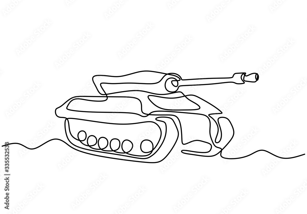 Tank continuous line drawing vector illustration. Stock Vector | Adobe ...