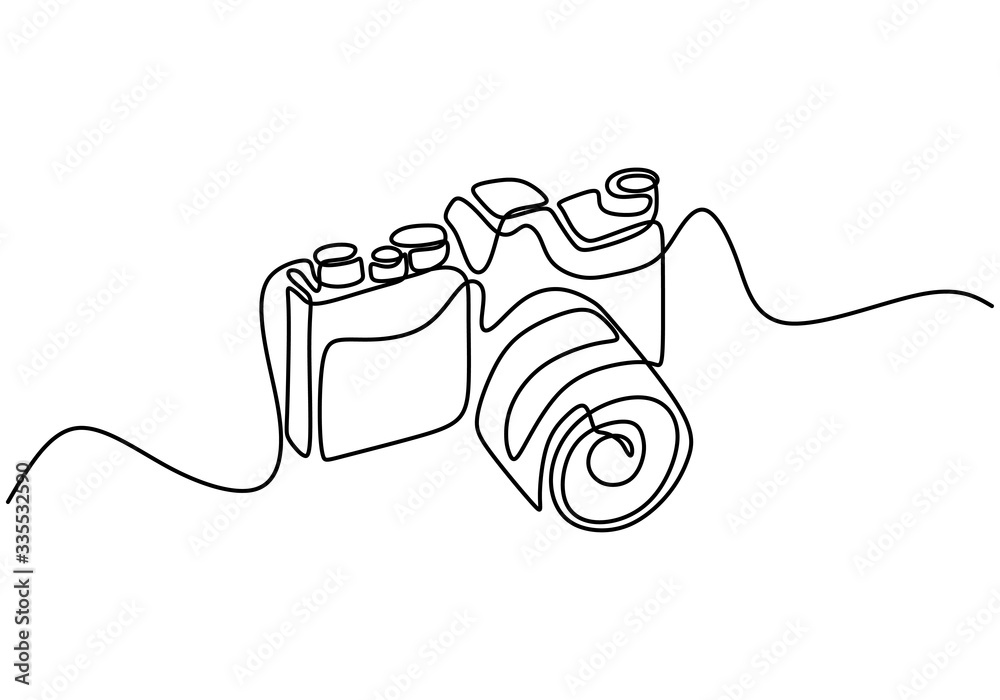 DSLR camera digital vector, one continuous single line drawing ...
