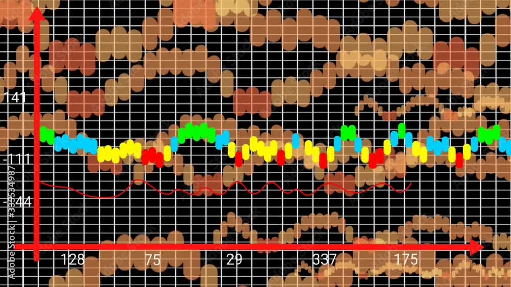 Colourful graph motion animation moving one side to another in black ...
