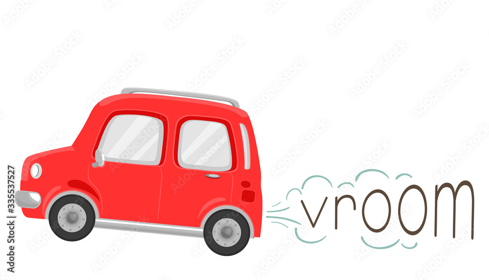 Car Onomatopoeia Sound Vroom Illustration Stock Vector | Adobe Stock