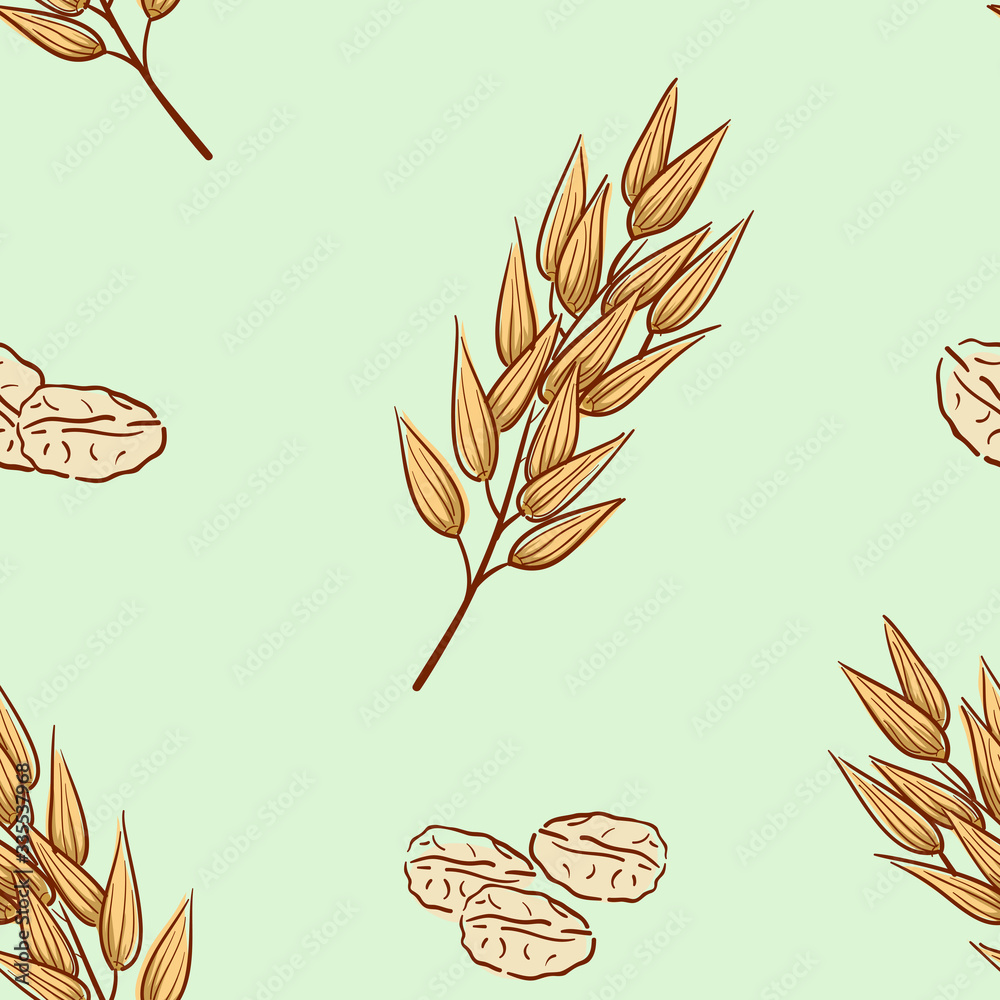 Seamless Oats Background Illustration Stock Vector | Adobe Stock