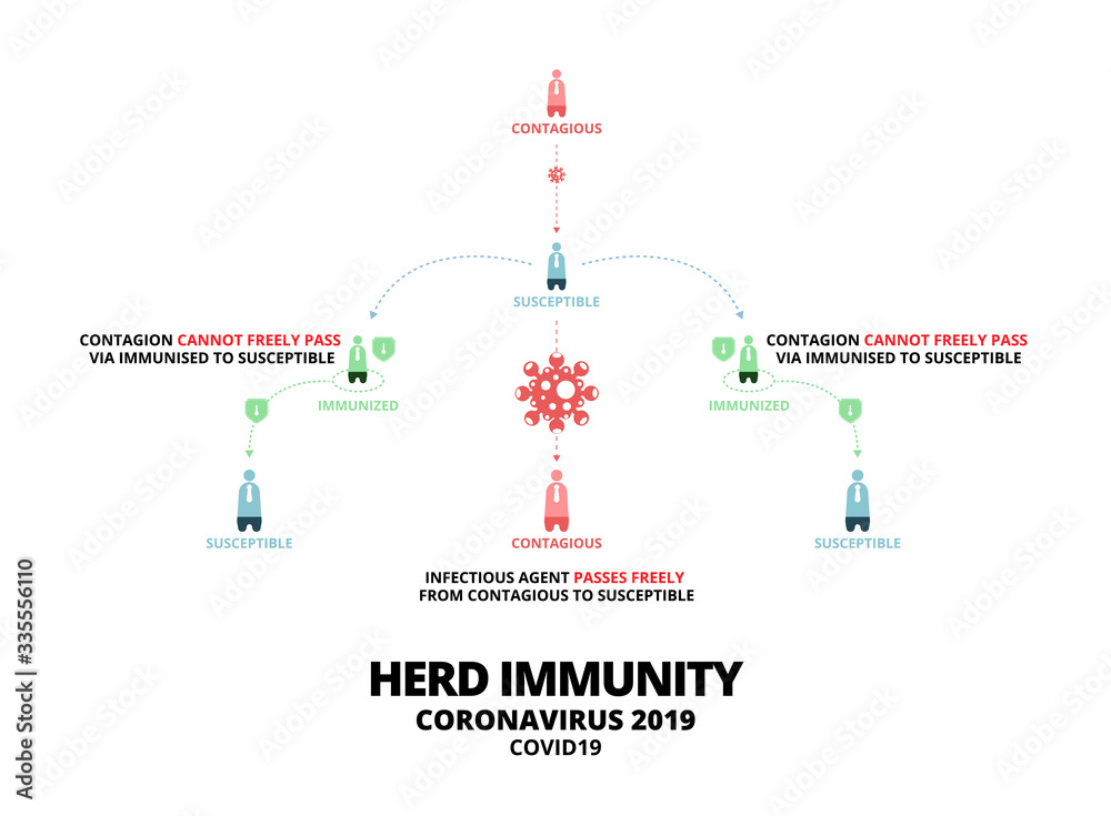 People with Herd immunity Coronavirus (COVID-19) infographic. Concept ...