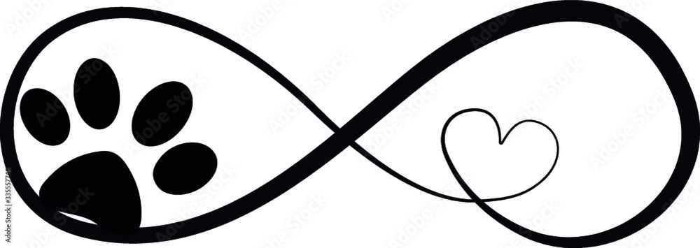 Elegant infinity sign with animal footprint, vector ...
