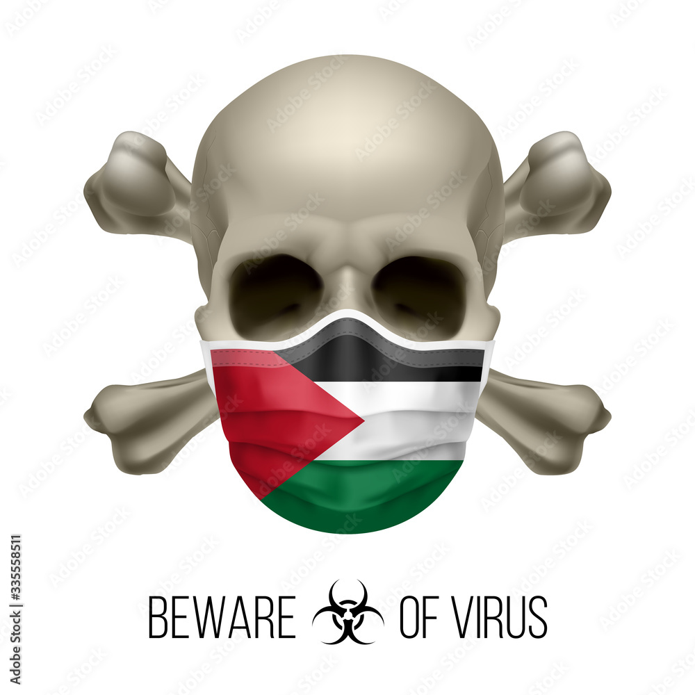 Human Skull with Crossbones and Surgical Mask in the Color of National ...