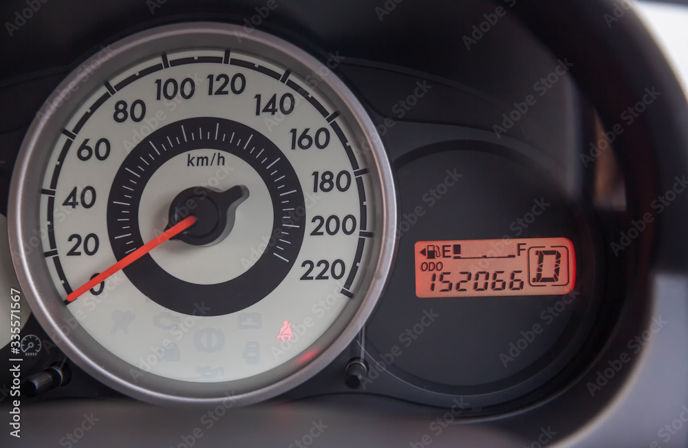 Fuel gauge with warning indicating low fuel tank, gas gauge indicating ...