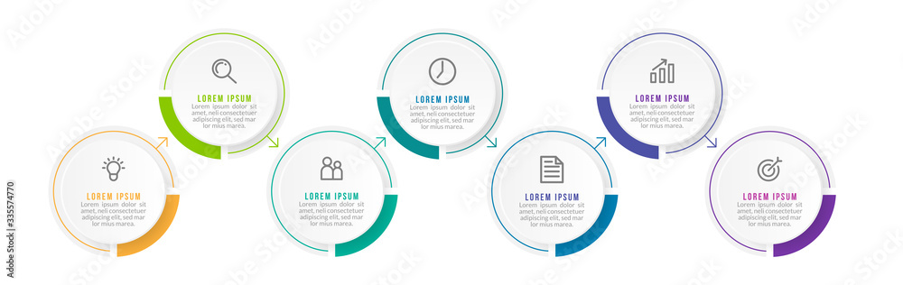 Minimal Business Infographics template. Timeline with 7 steps, options ...