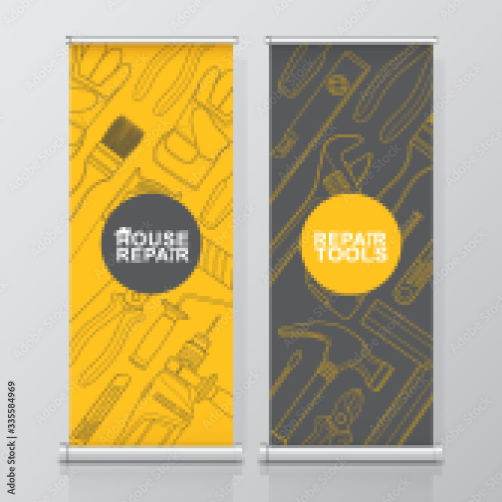 Construction tools roll up design and standee banner template for ...