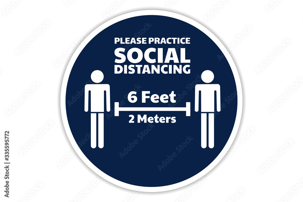 Social distancing sign. COVID-19 coronavirus prevention. Template for ...